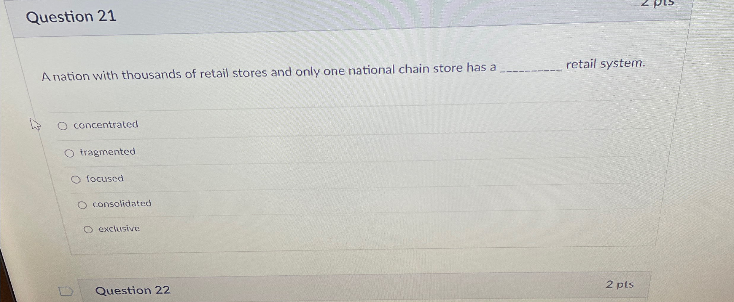 Solved Question 21A nation with thousands of retail stores | Chegg.com