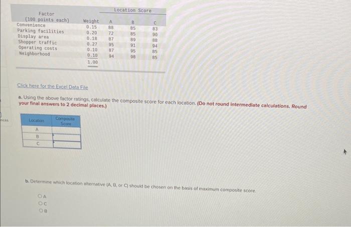 Solved Click here for the Excei Data File a. Using the above | Chegg.com