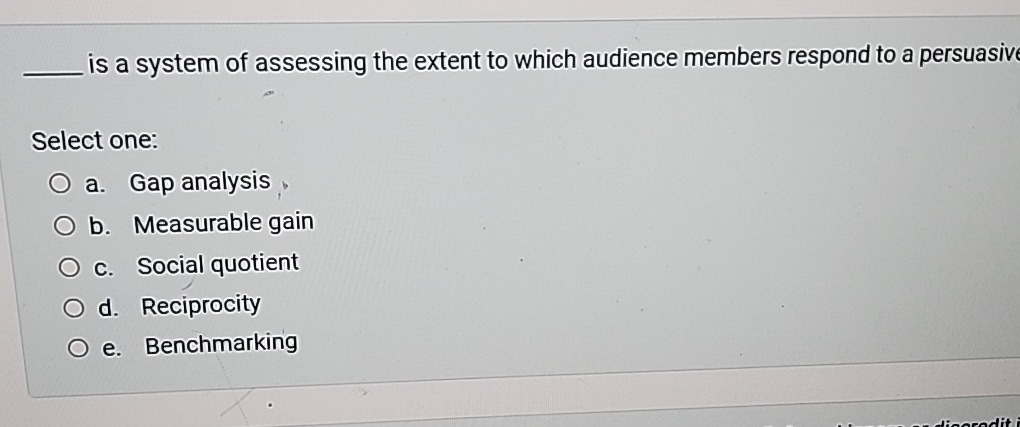 Solved is a system of assessing the extent to which audience | Chegg.com