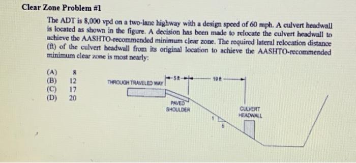 Solved Clear Zone Problem #1 The ADT is 8,000 vpd on a | Chegg.com