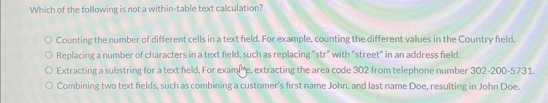 Solved Which of the following is not a within-table text | Chegg.com