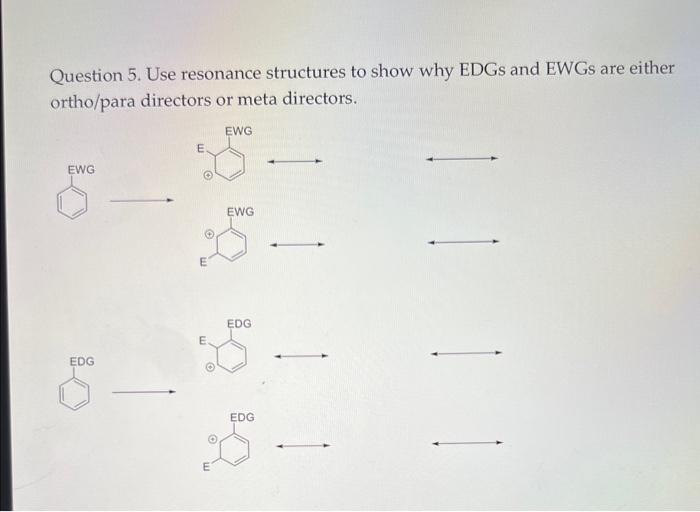 Solved Question 5. Use resonance structures to show why EDGs | Chegg.com