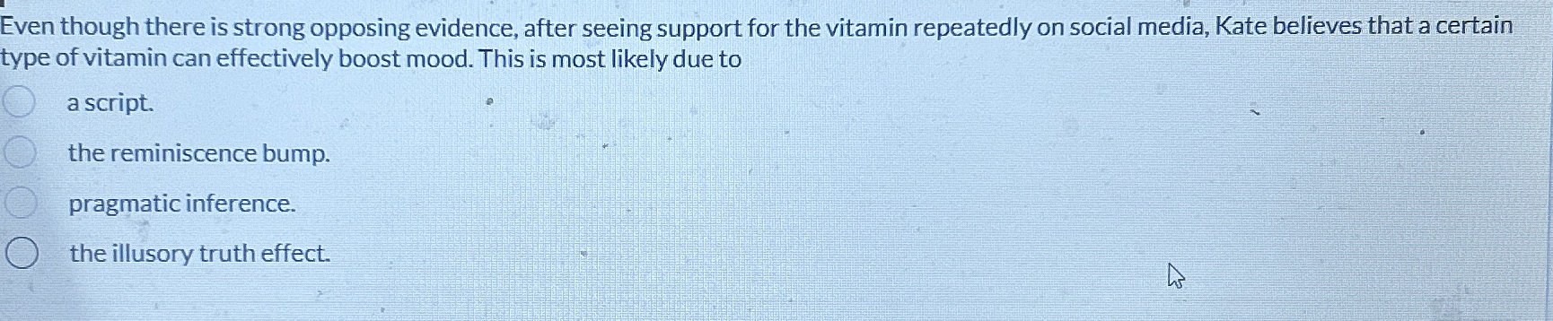 Solved Even though there is strong opposing evidence, after | Chegg.com