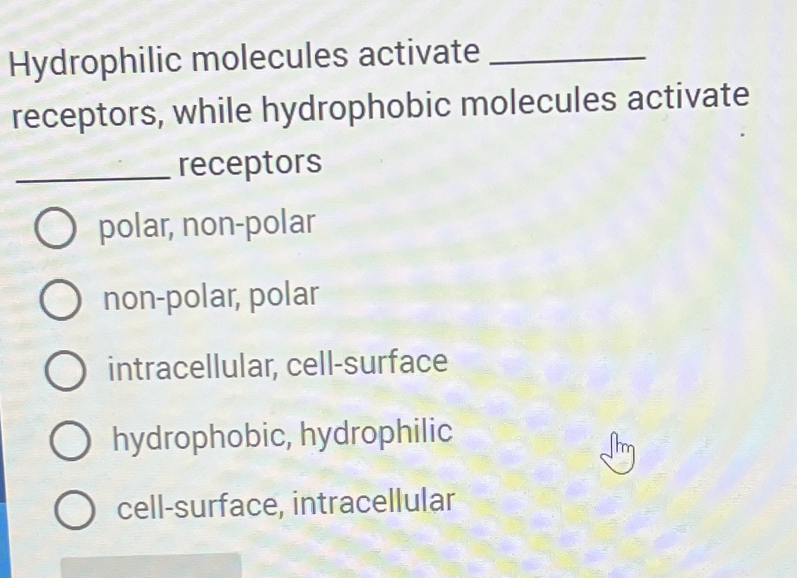 Solved Hydrophilic molecules activate ﻿receptors, while | Chegg.com