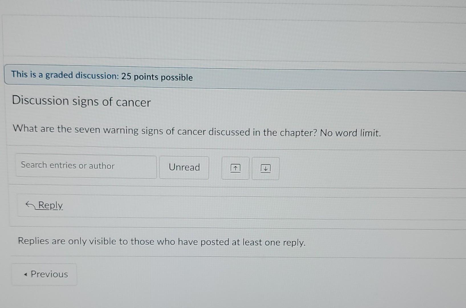 Discussion signs of cancer What are the seven warning | Chegg.com