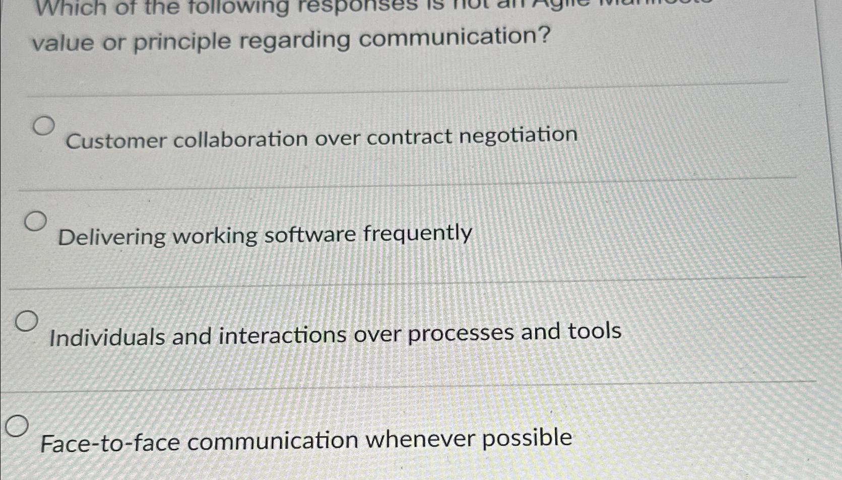 Solved value or principle regarding communication?Customer | Chegg.com