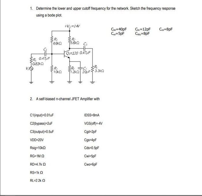 Solved Determine the lower and upper cutoff frequency for | Chegg.com