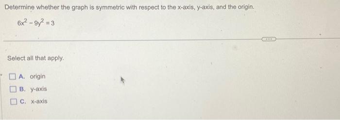 Solved Determine whether the graph is symmetric with respect | Chegg.com