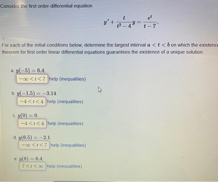 Solved Consider The First Order Differential Equation Et Y
