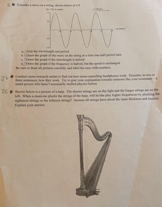2. (3) Consider a wave on a string, shown below at | Chegg.com