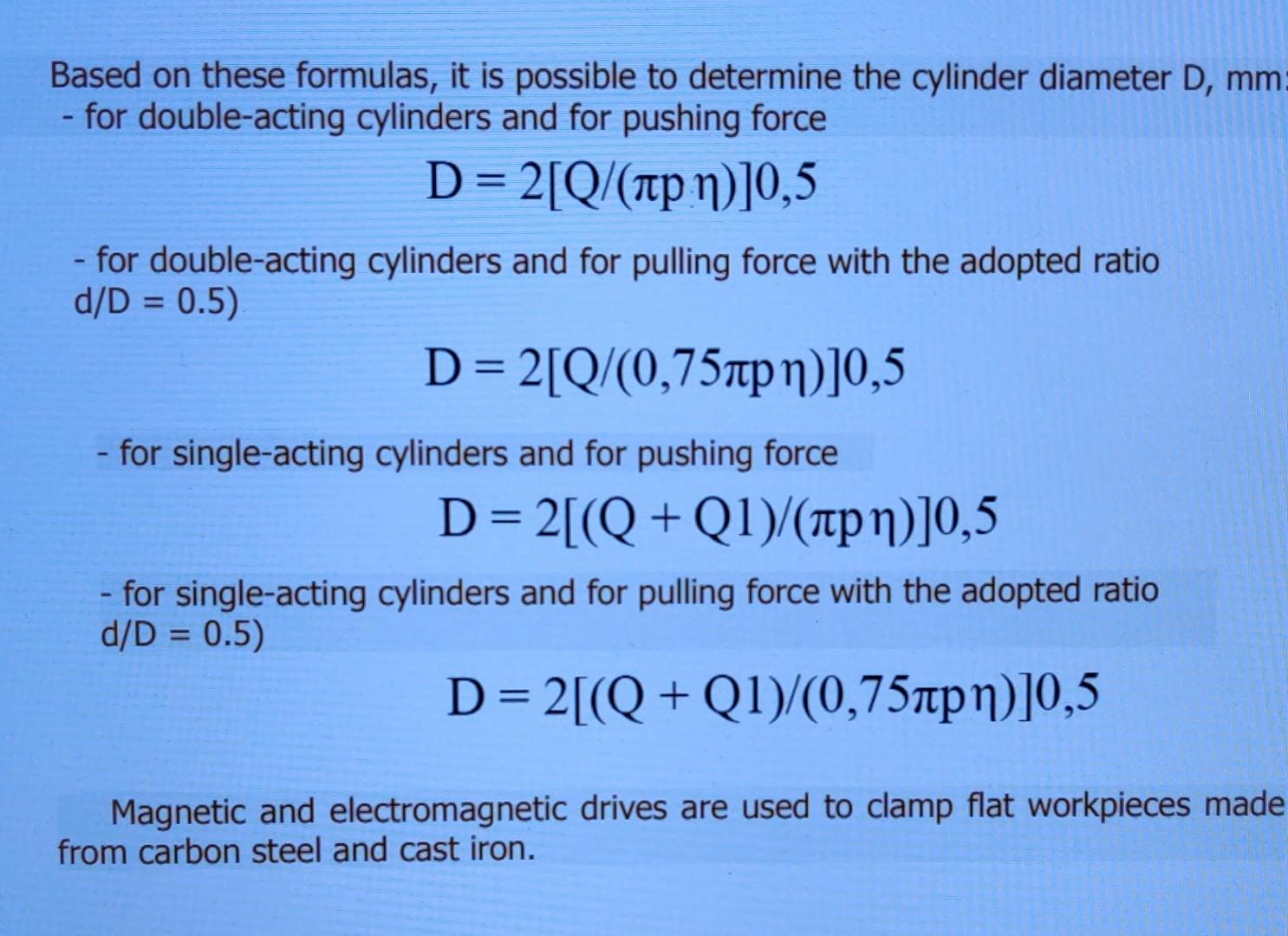 Solved When calculating pneumatic cylinders (pneumatic | Chegg.com