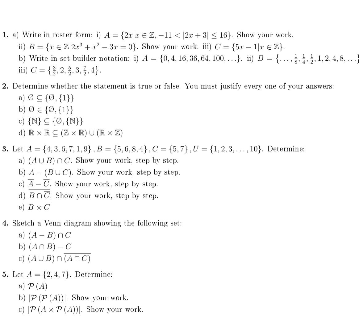 Solved a) ﻿Write in roster form: | Chegg.com