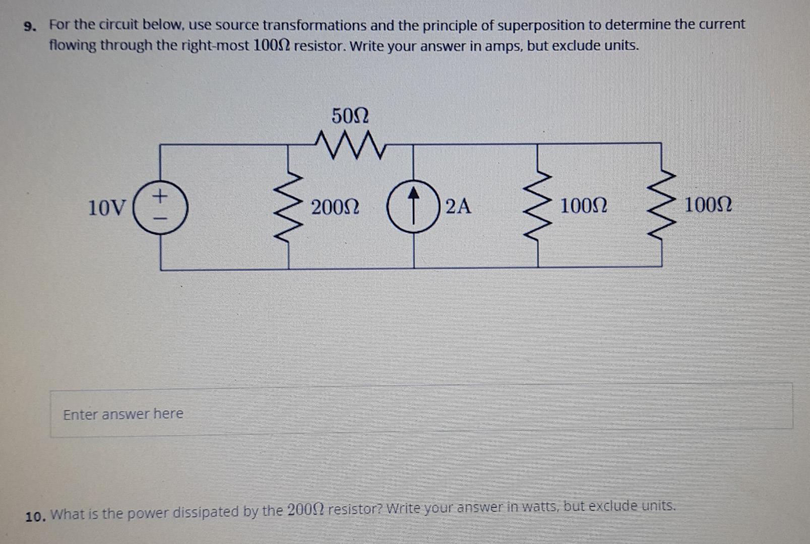 Solved 9. For the circuit below, use source transformations | Chegg.com