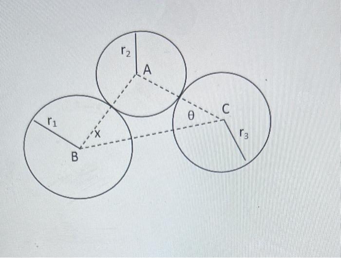 Solved The radius R1=8.6,R2=4.4 and R3=6.5. The angle x=28∘. | Chegg.com