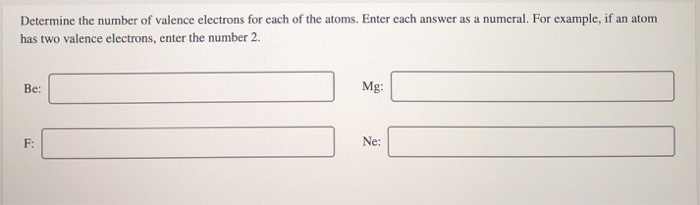 Solved Determine The Number Of Valence Electrons For Each Of
