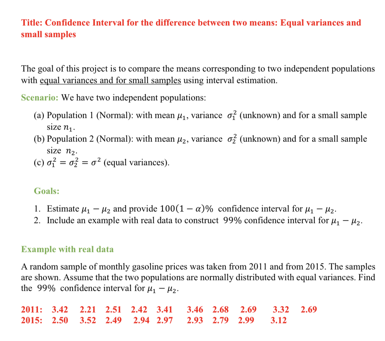 Solved Title: Confidence Interval for the difference between | Chegg.com