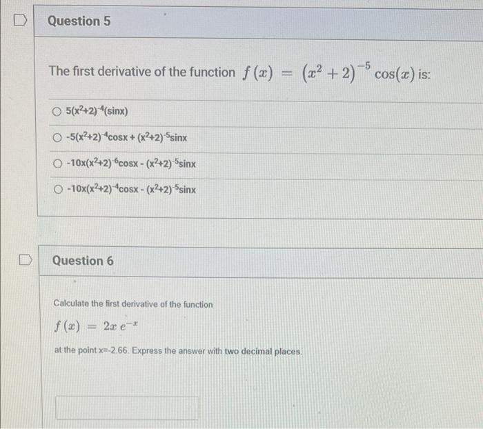 Solved Question 5 The first derivative of the function f (x) | Chegg.com