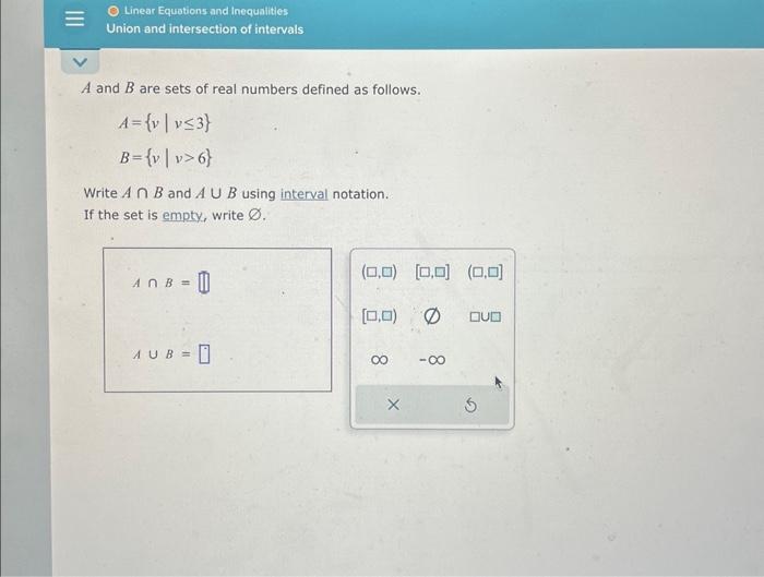 Solved A and B are sets of real numbers defined as follows. | Chegg.com