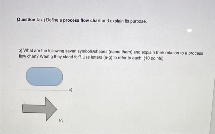 Solved Question 4: a) Define a process flow chart and | Chegg.com