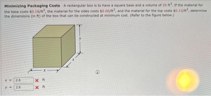 Solved A rectangular box is to have a square base and a | Chegg.com