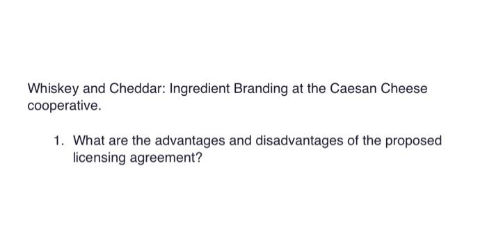 Solved Whiskey and Cheddar: Ingredient Branding at the | Chegg.com