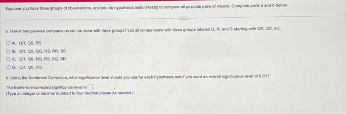 Solved a. How many pairwise comparisons can be done with | Chegg.com