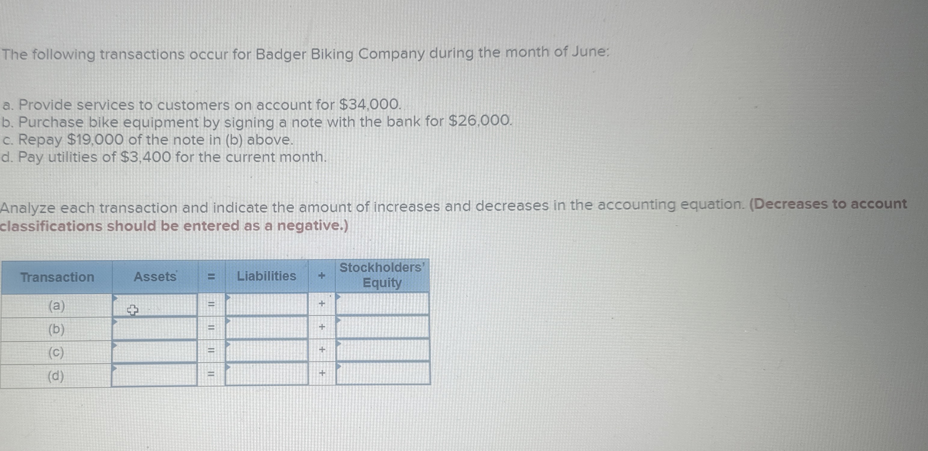 Solved The following transactions occur for Badger Biking | Chegg.com
