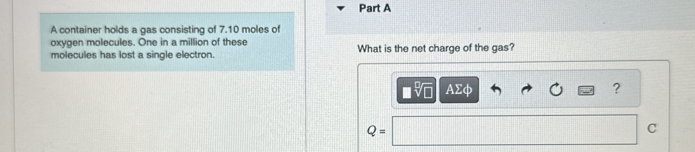 Part AA container holds a gas consisting of 7.10 | Chegg.com
