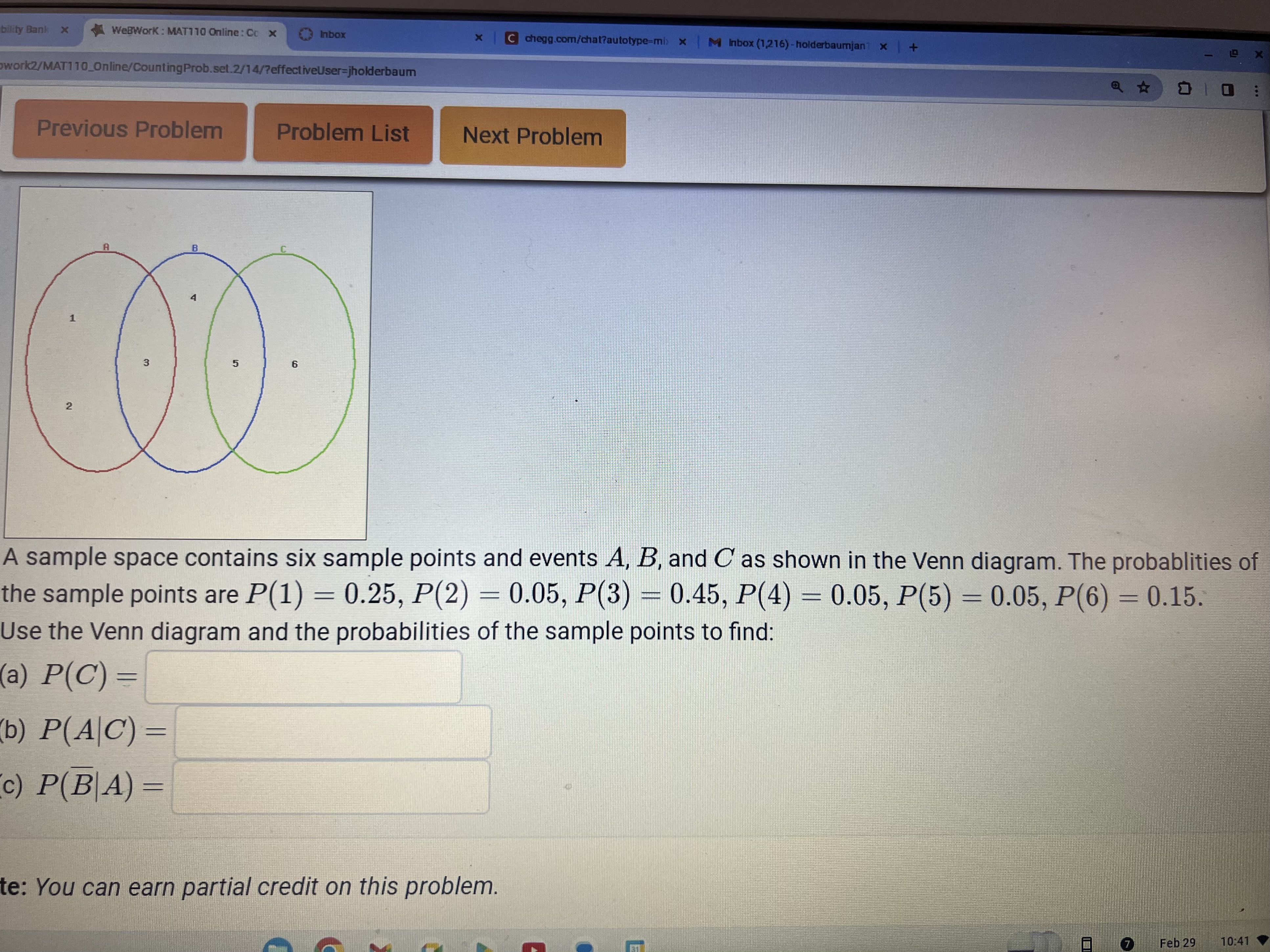 Solved A sample space contains six sample points and events | Chegg.com