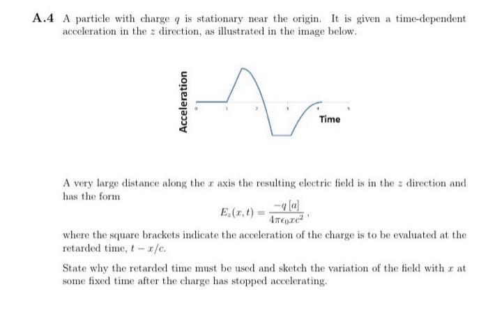 Solved A.4 A particle with charge q is stationary near the | Chegg.com