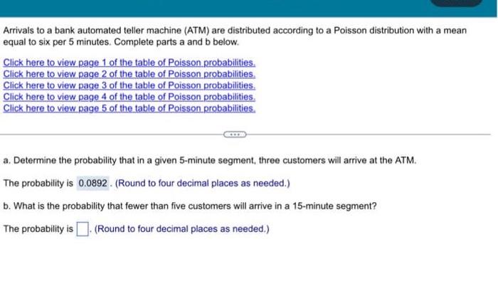 Solved Arrivals to a bank automated teller machine (ATM) are | Chegg.com