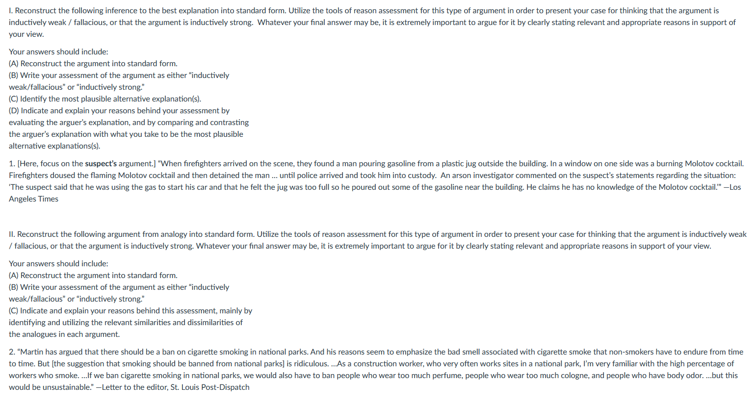 Solved I. Reconstruct the following inference to the best | Chegg.com