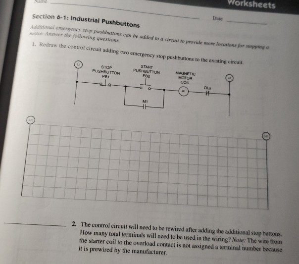 Solved orksheets Date Section 6-1: Industrial Pushbuttons | Chegg.com