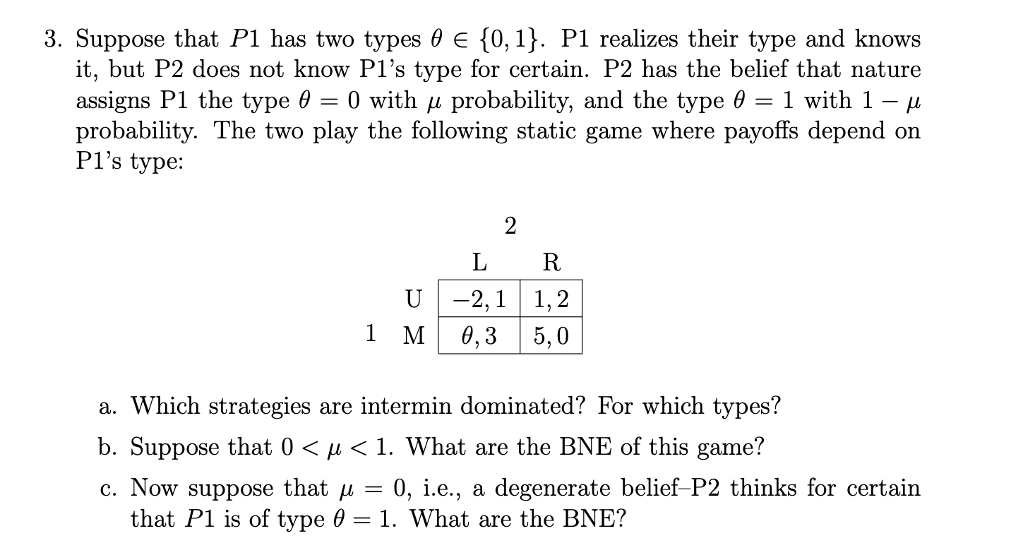 Solved Suppose that P1 ﻿has two types θin{0,1}. ﻿P1 | Chegg.com