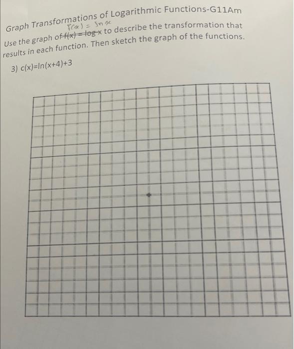 Solved Graph Transformations of Logarithmic Functions-G11Am | Chegg.com