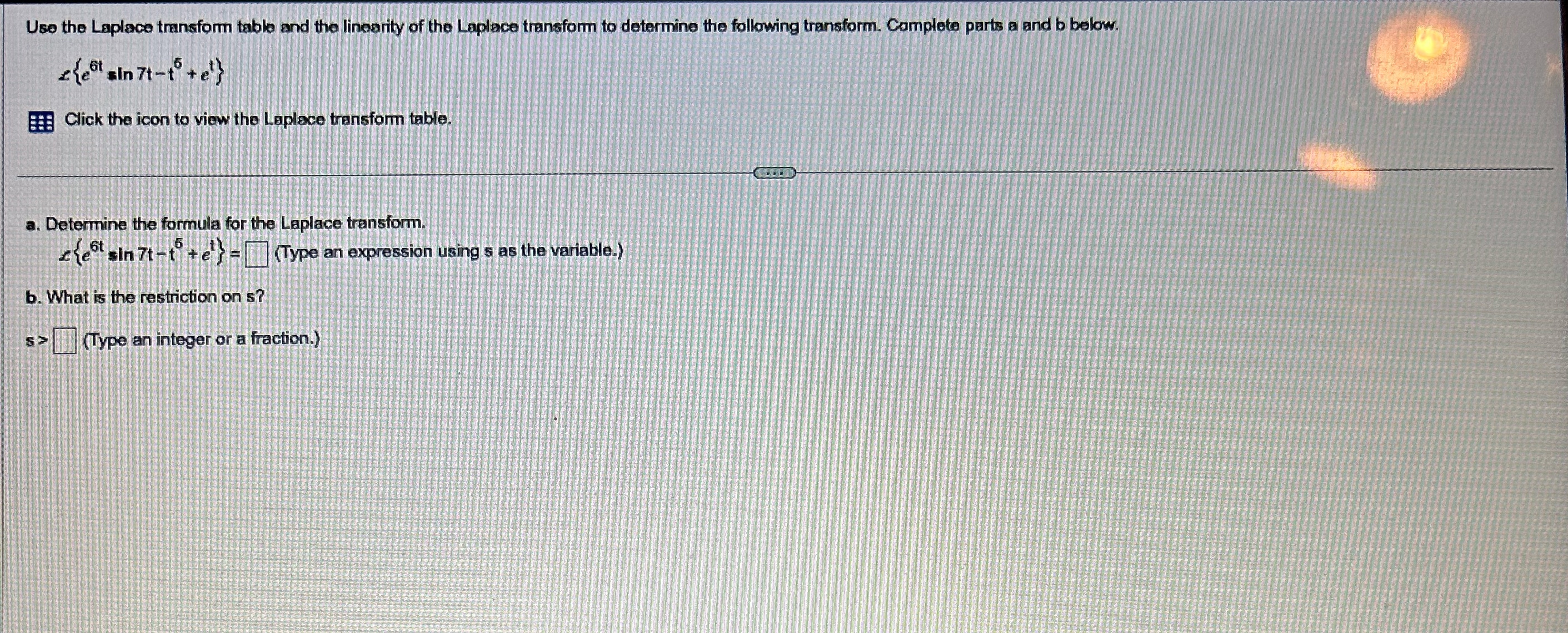 Solved Use the Laplace transform table and the linearity of | Chegg.com