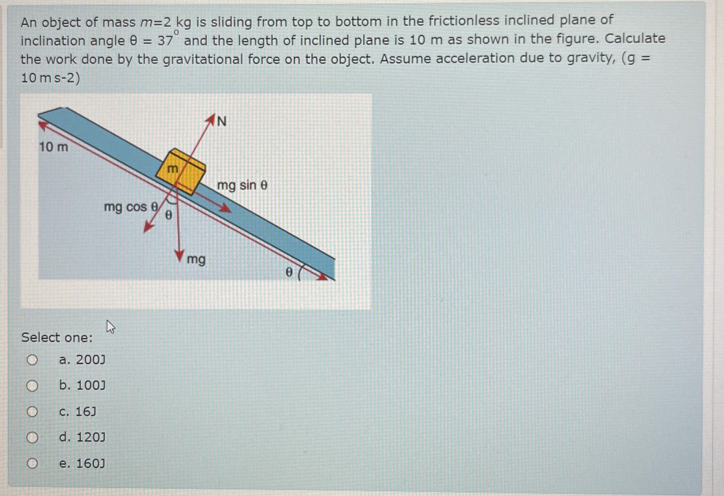 Solved An object of mass m=2kg ﻿is sliding from top to | Chegg.com