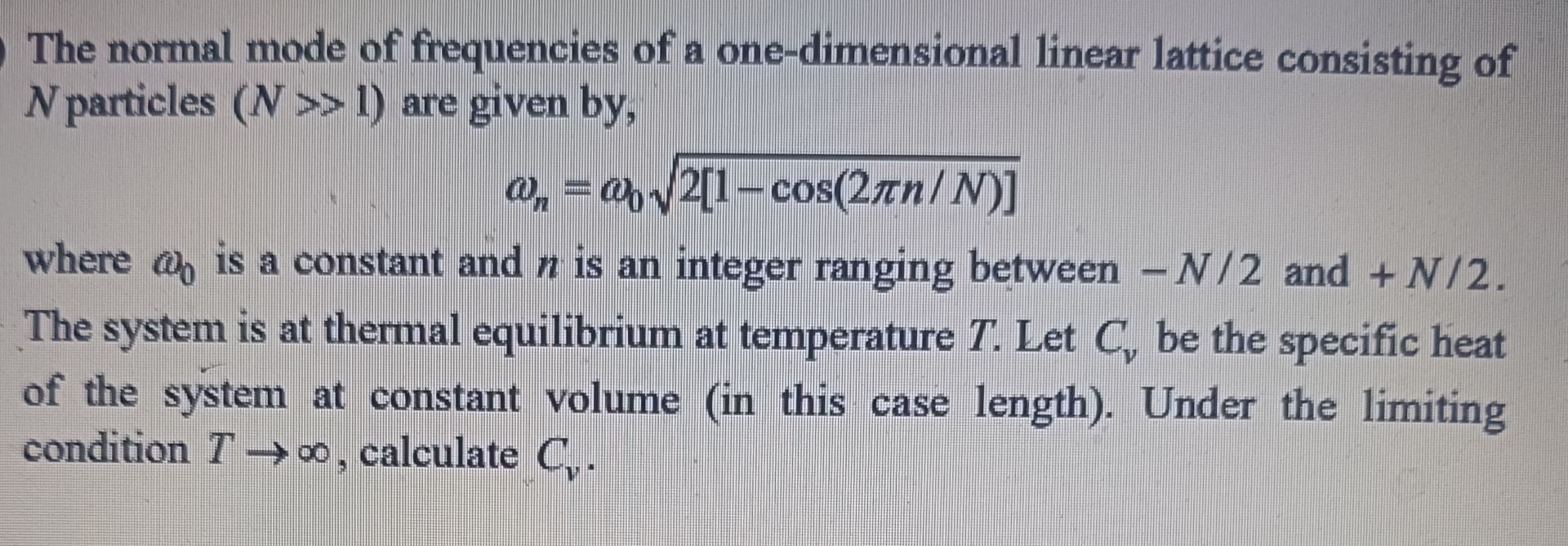 The normal mode of frequencies of a one-dimensional | Chegg.com