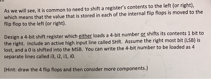Solved As we will see, it is common to need to shift a | Chegg.com