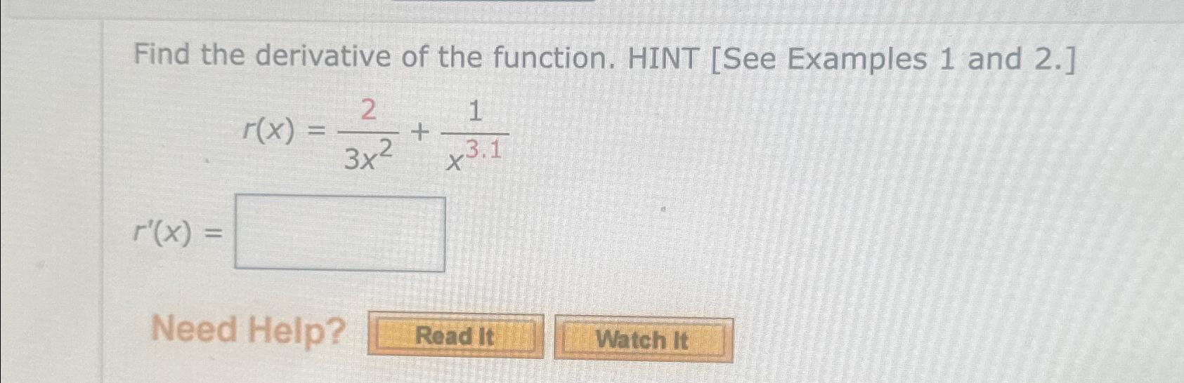 Solved Find the derivative of the function. HINT [See | Chegg.com