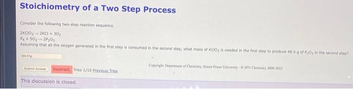 Solved Stoichiometry of a Two Step Process Considar the | Chegg.com