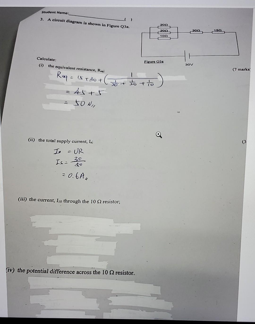 Solved 3. A circuit diagram is shown in Figure Q3a. | Chegg.com
