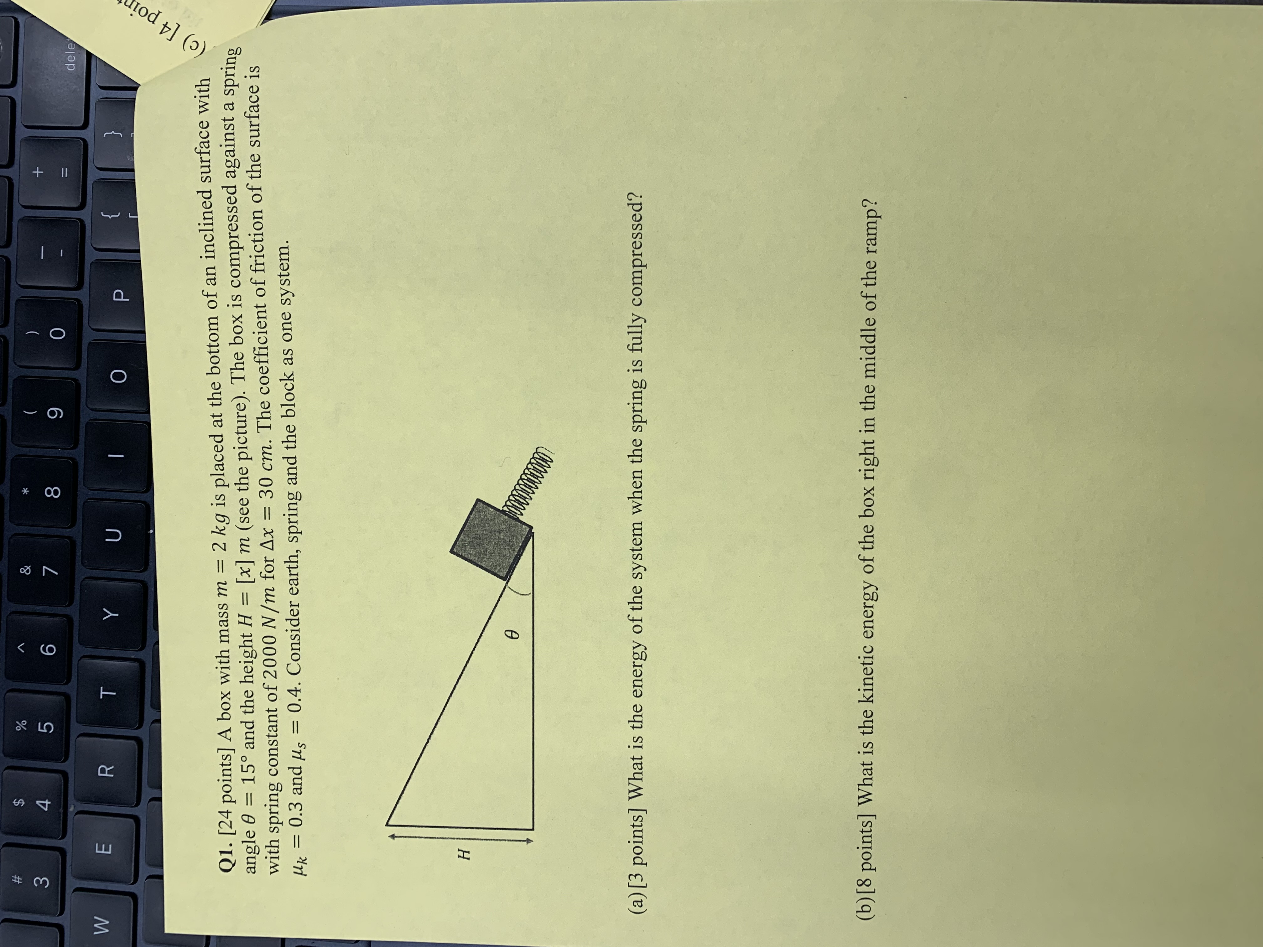 Solved Q1. [24 ﻿points] ﻿A box with mass m=2kg ﻿is placed at | Chegg.com