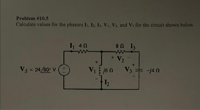 Solved Problem \#10.5 Calculate values for the phasors | Chegg.com
