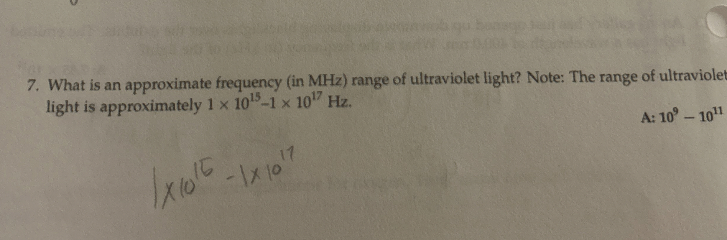 Solved What is an approximate frequency (in MHz ) ﻿range of | Chegg.com