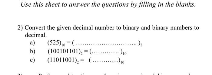Solved Use this sheet to answer the questions by filling in | Chegg.com