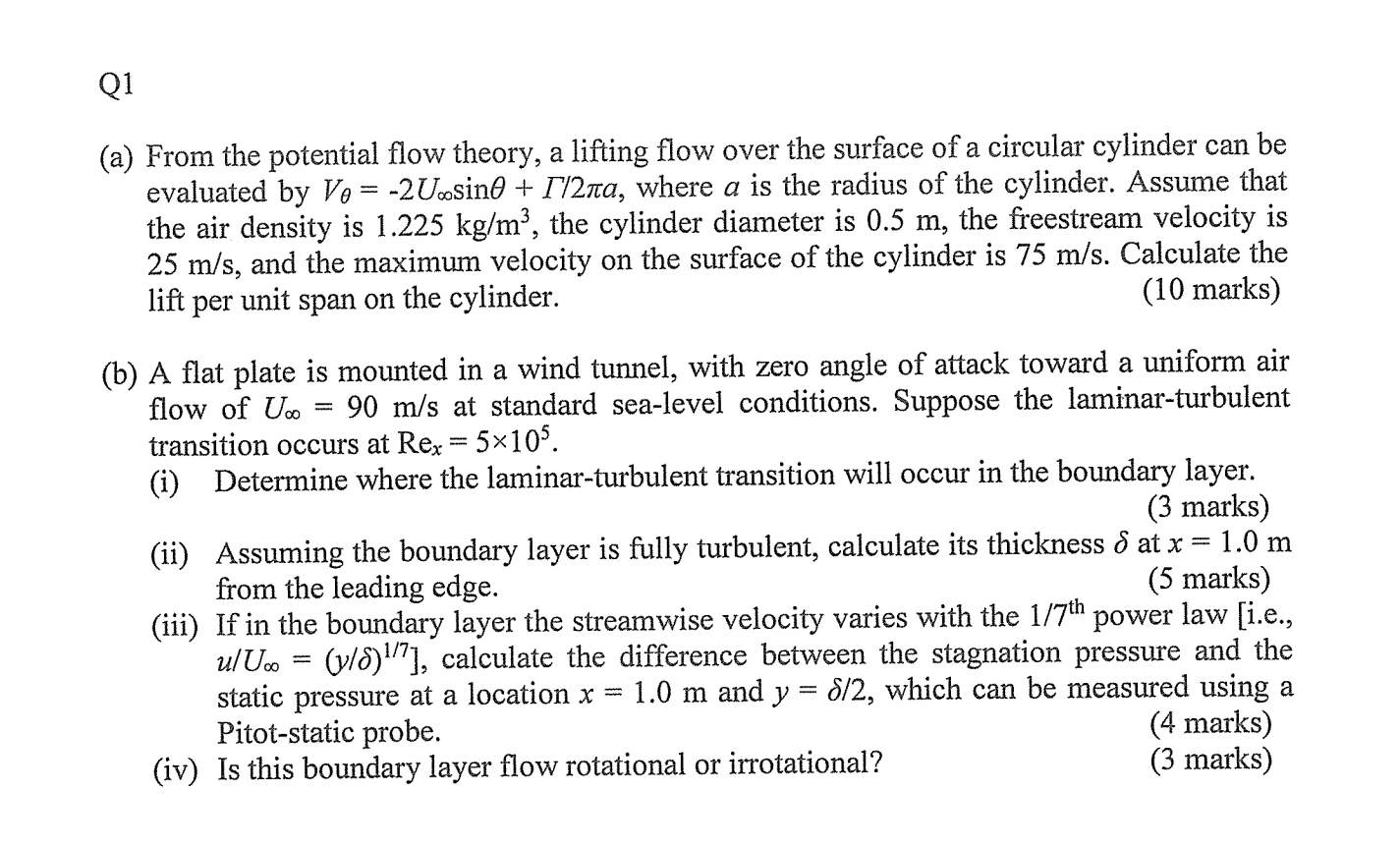 Solved (a) ﻿From the potential flow theory, a lifting flow | Chegg.com