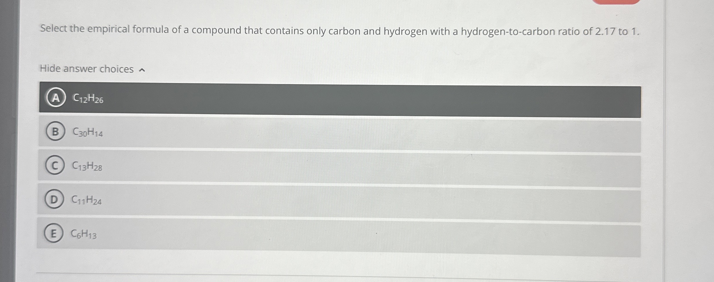 Solved Select the empirical formula of a compound that | Chegg.com