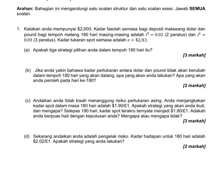 Arahan: Bahagian ini mengandungi satu soalan struktur | Chegg.com Arahan: Bahagian ini mengandungi satu soalan struktur | Chegg.com