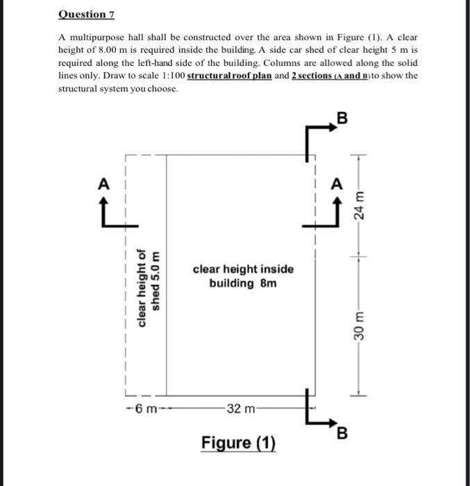 Question 7 A multipurpose hall shall be constructed | Chegg.com